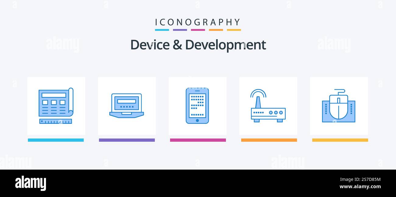 Device And Development Blue 5 Icon Pack Including mouse. signal. education. wifi. coding ...