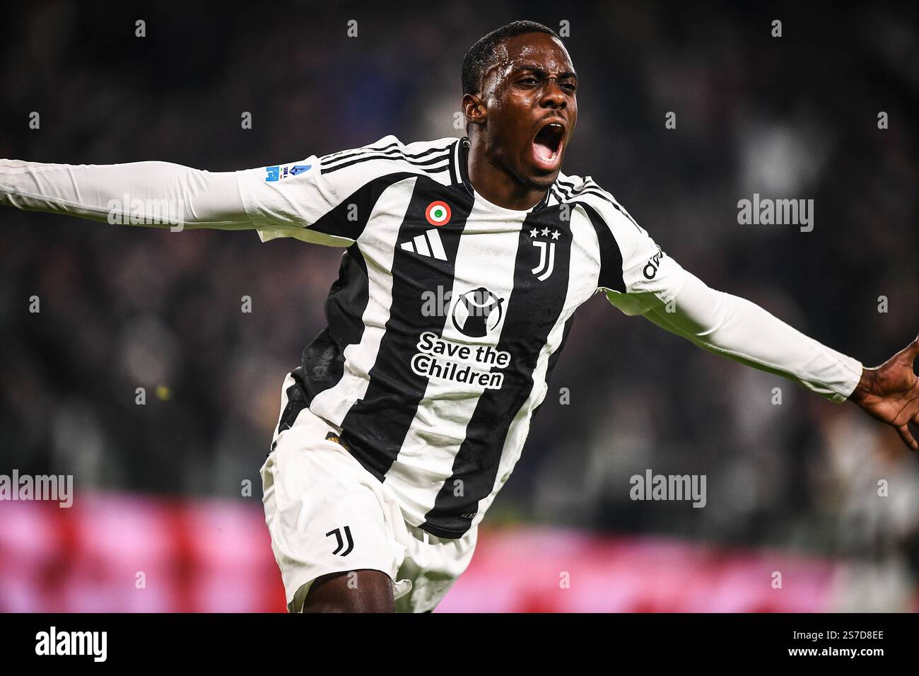 Turin, Italie. 18th Jan, 2025. Timothy WEAH of Juventus celebrates his ...