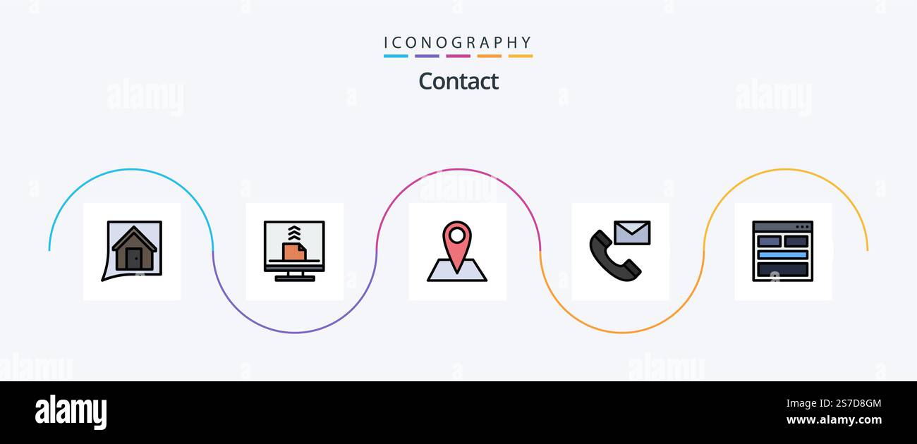 Contact Line Filled Flat 5 Icon Pack Including contacts. contact ...
