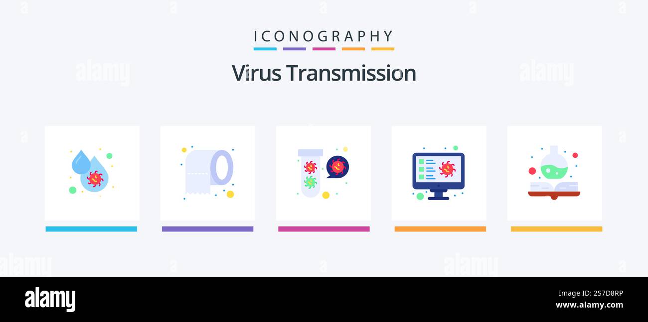 Virus Transmission Flat 5 Icon Pack Including medical. virus. bacteria ...