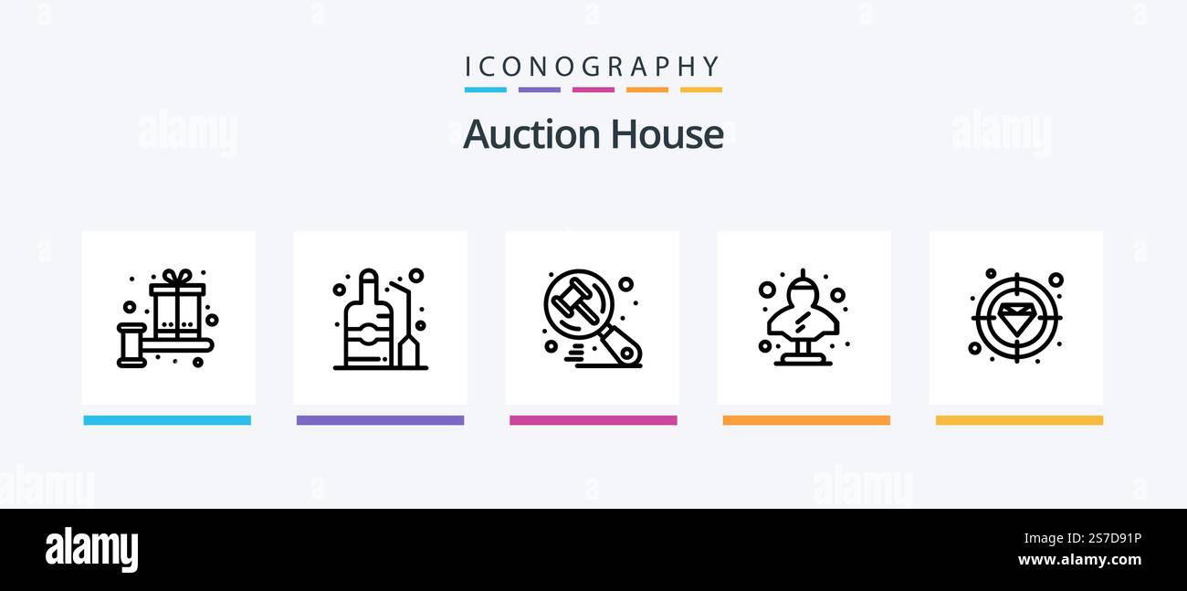 Auction Line 5 Icon Pack Including map pin. map. target. location ...