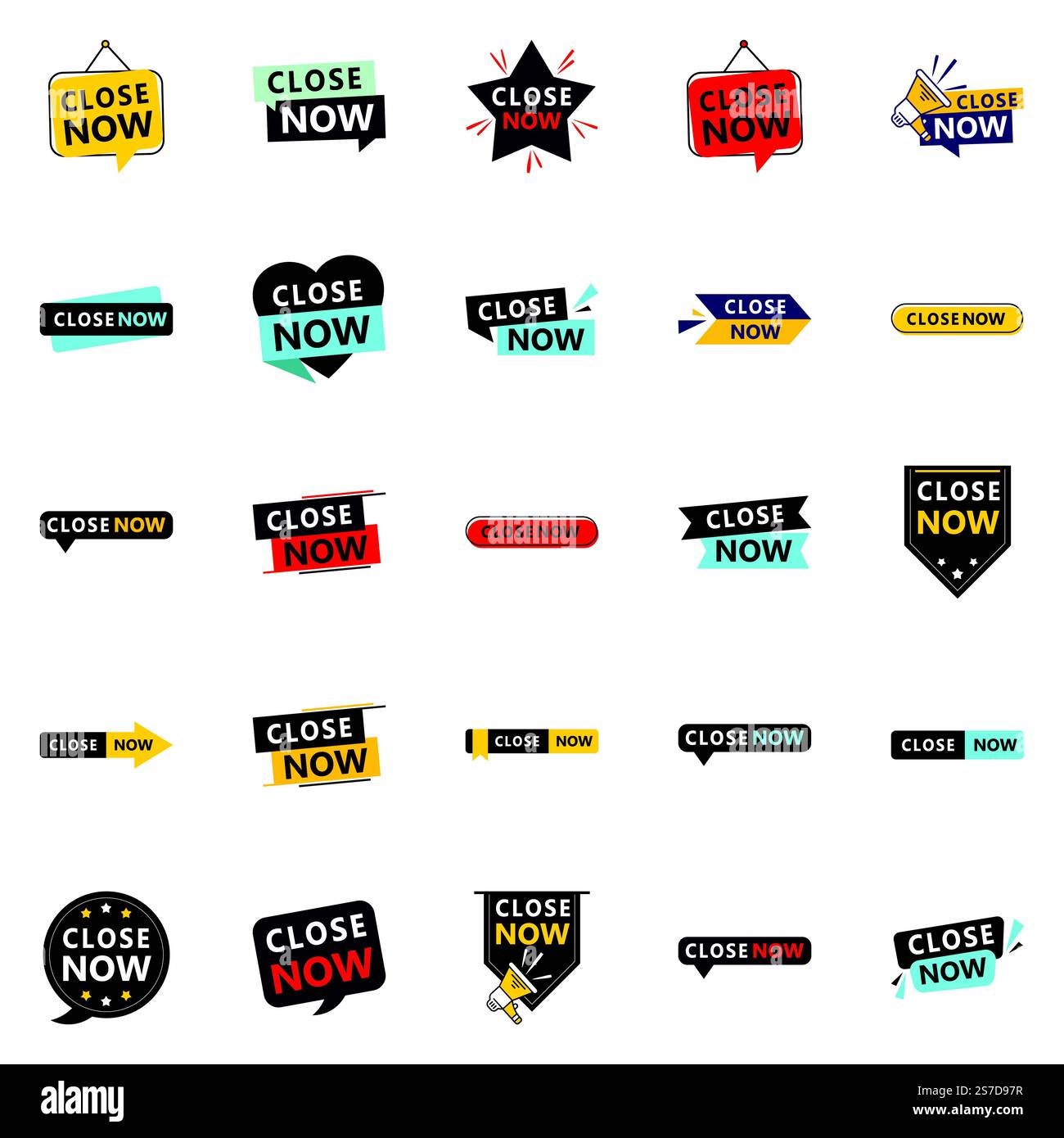 Close Now Text Banners Pack of 25 Stock Vector Image & Art - Alamy
