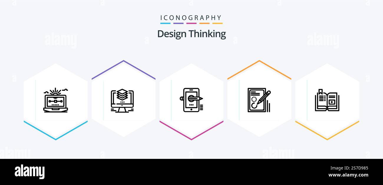 Design Thinking 25 Line icon pack including document. edit. computer ...