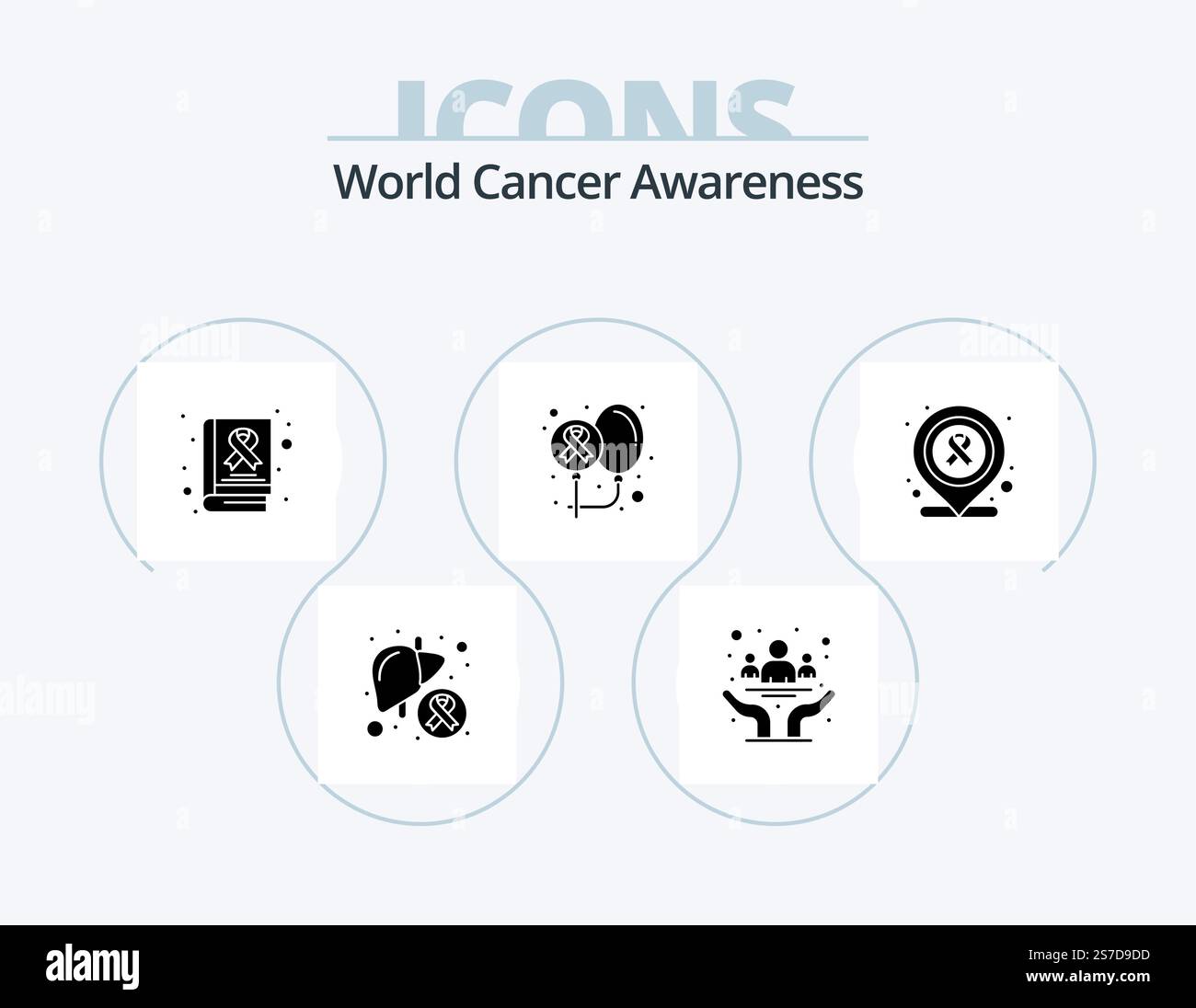 World Cancer Awareness Glyph Icon Pack 5 Icon Design. health. cancer ...