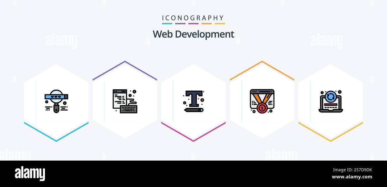 Web Development 25 FilledLine icon pack including web. promotion. font ...