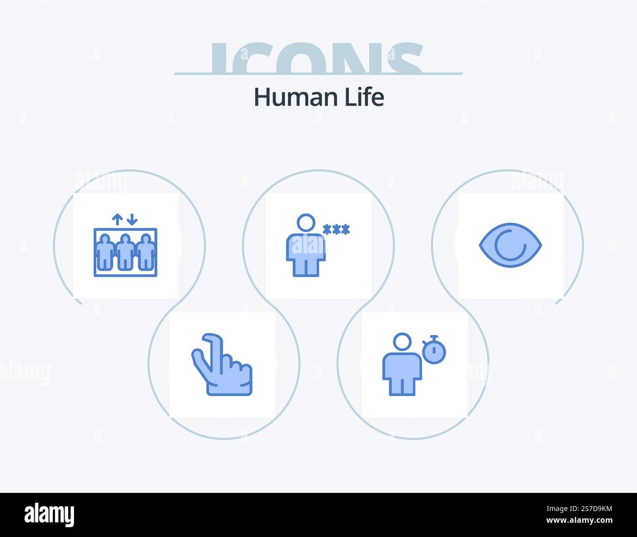 Human Blue Icon Pack 5 Icon Design. face. locked. elevator. human ...