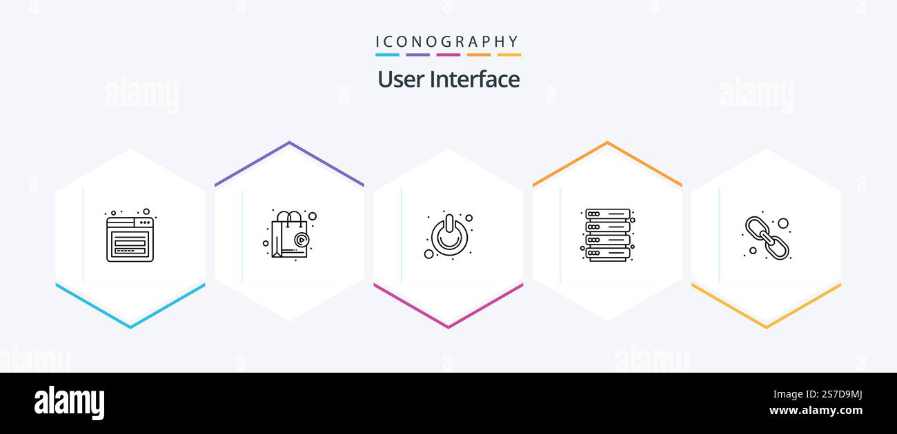 User Interface 25 Line icon pack including link. server. button. rack ...
