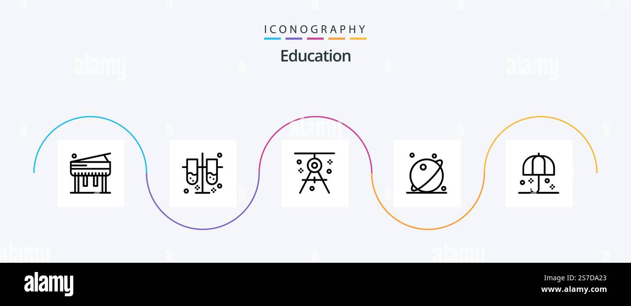 Education Line 5 Icon Pack Including insurance. space. compass. planet ...