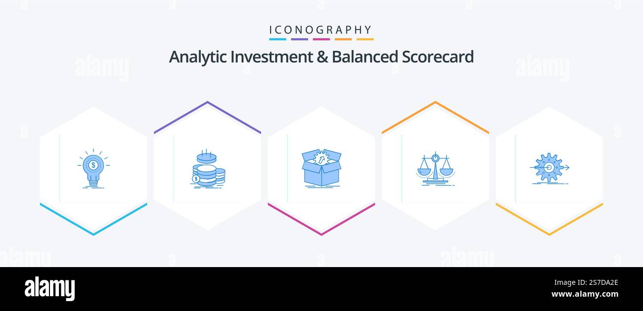 Analytic Investment And Balanced Scorecard 25 Blue icon pack including justice. balance. income ...