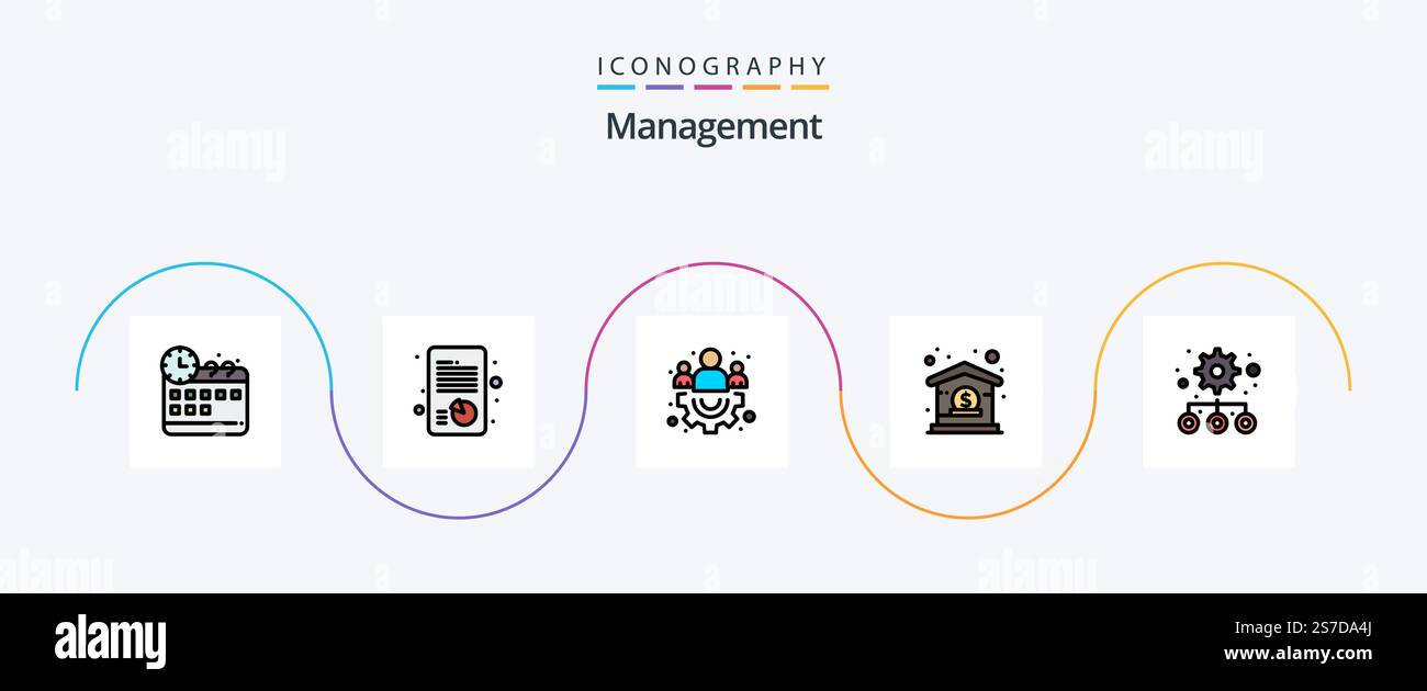 Management Line Filled Flat 5 Icon Pack Including . management ...