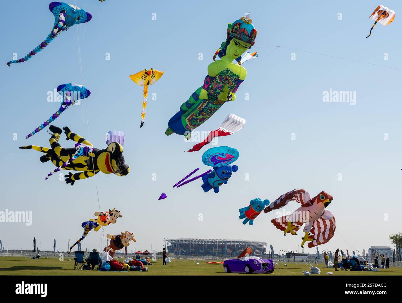 QATAR KITE FESTIVAL 2025 Participants are flying their kites during the ...