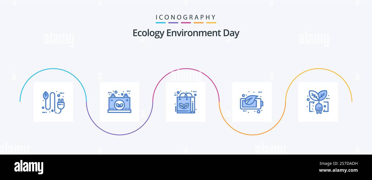 Ecology Blue 5 Icon Pack Including green. eco. power. recycle. leaf ...