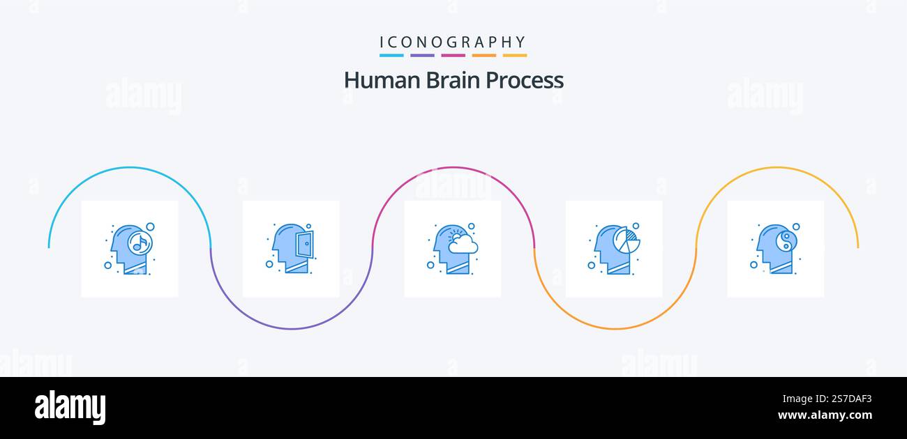 Human Brain Process Blue 5 Icon Pack Including mind. head. cloud. graph ...