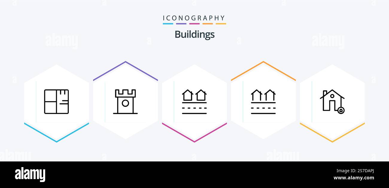 Buildings 25 Line icon pack including house. buildings. hills ...