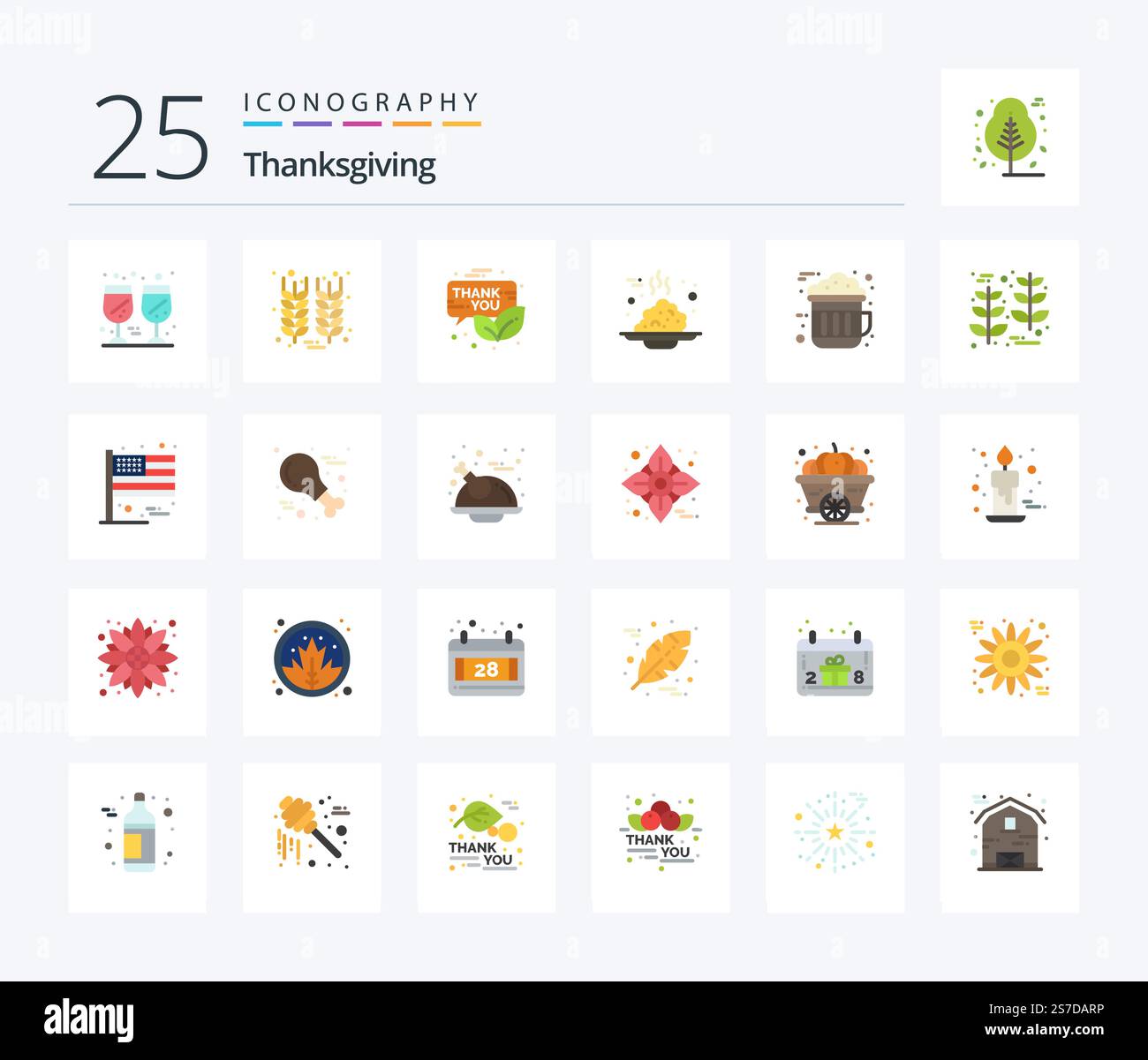 Thanksgiving 25 Flat Color icon pack including thanks day. food. email ...