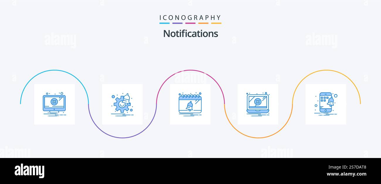 Notifications Blue 5 Icon Pack Including notification. warning. bell. problem. error Stock ...