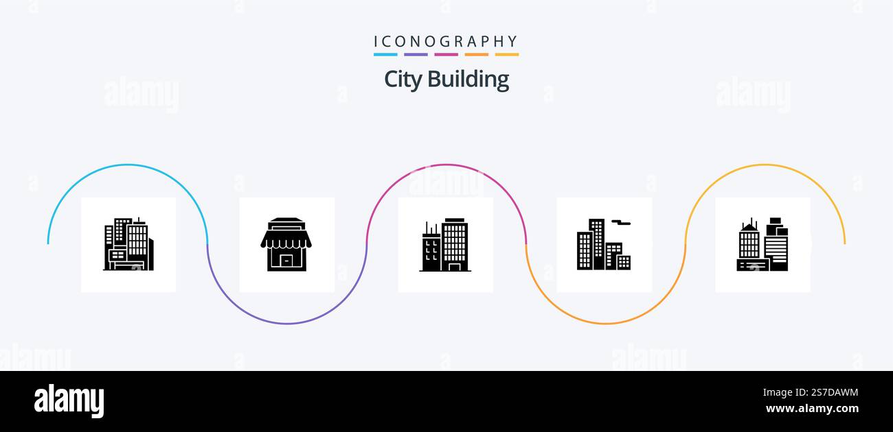 City Building Glyph 5 Icon Pack Including . place. office. office ...