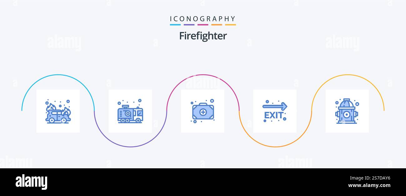 Firefighter Blue 5 Icon Pack Including water. fire. bag. navigation ...