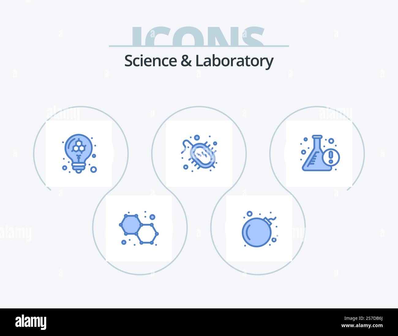 Science Blue Icon Pack 5 Icon Design. info. experiment. model. beaker ...