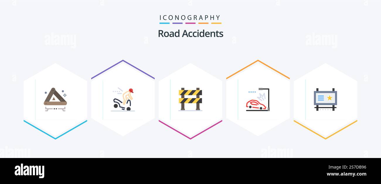 Road Accidents 25 Flat icon pack including ad board. crash. barrier ...