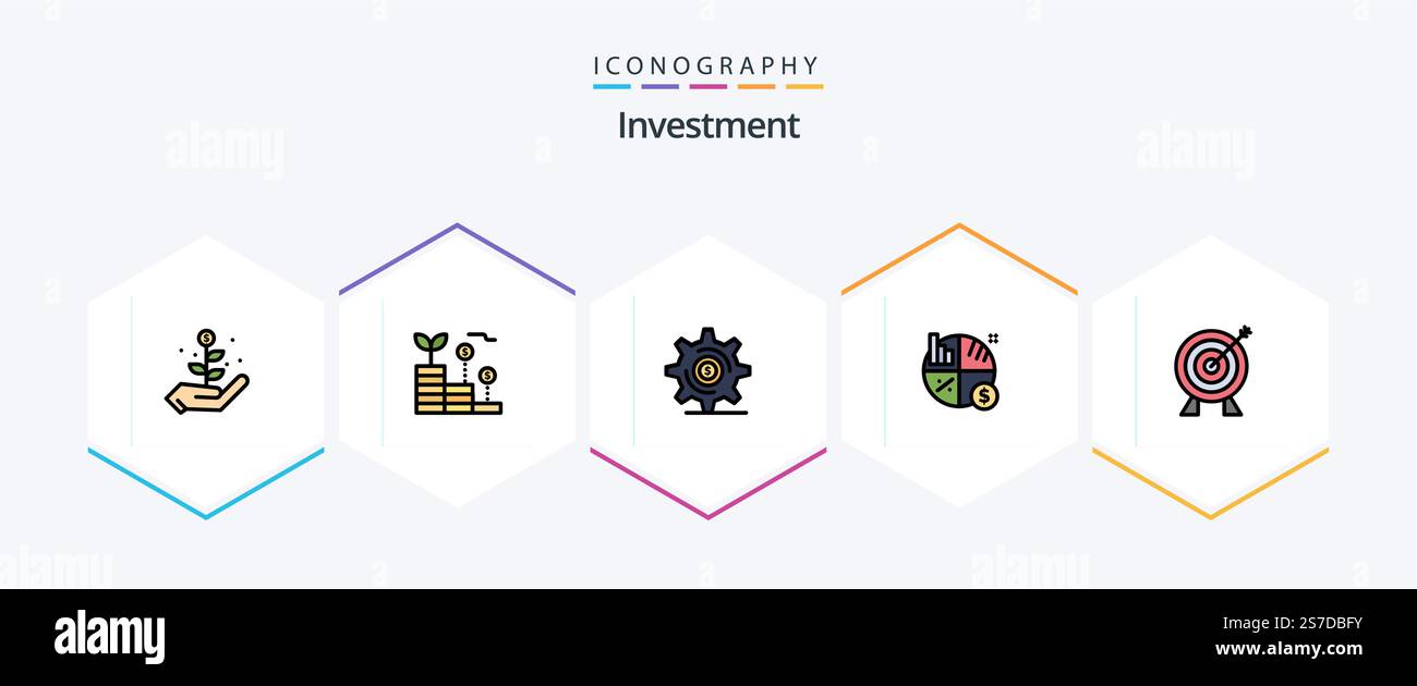 Investment 25 FilledLine icon pack including investment. target ...