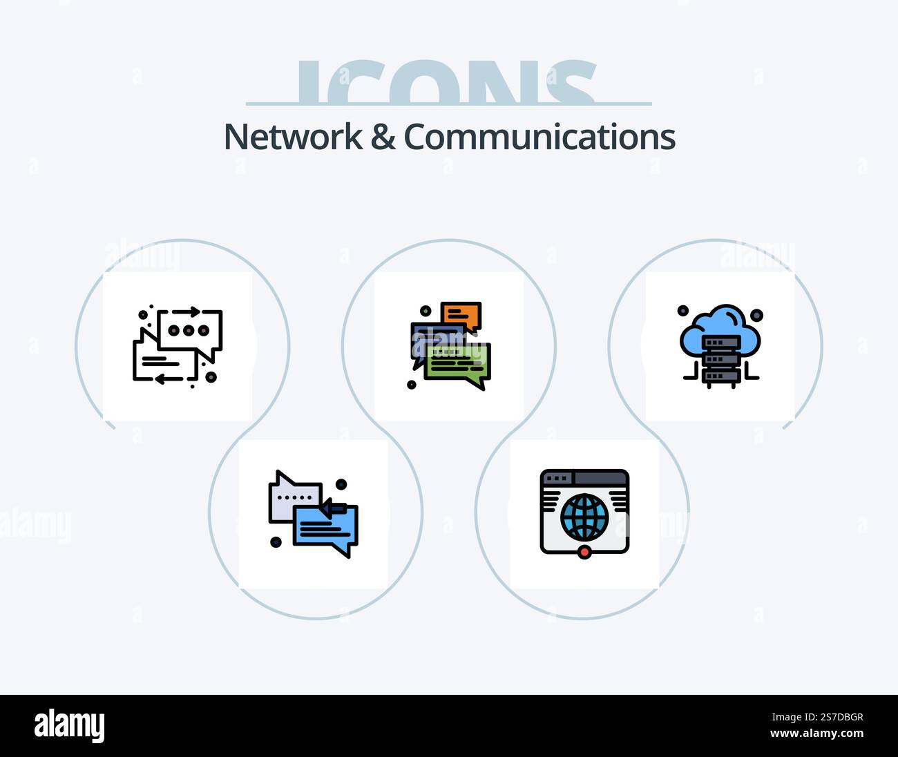 Network And Communications Line Filled Icon Pack 5 Icon Design. arrow ...