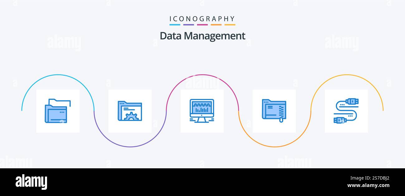 Data Management Blue 5 Icon Pack Including sata. storage. computer. server. data Stock Vector ...
