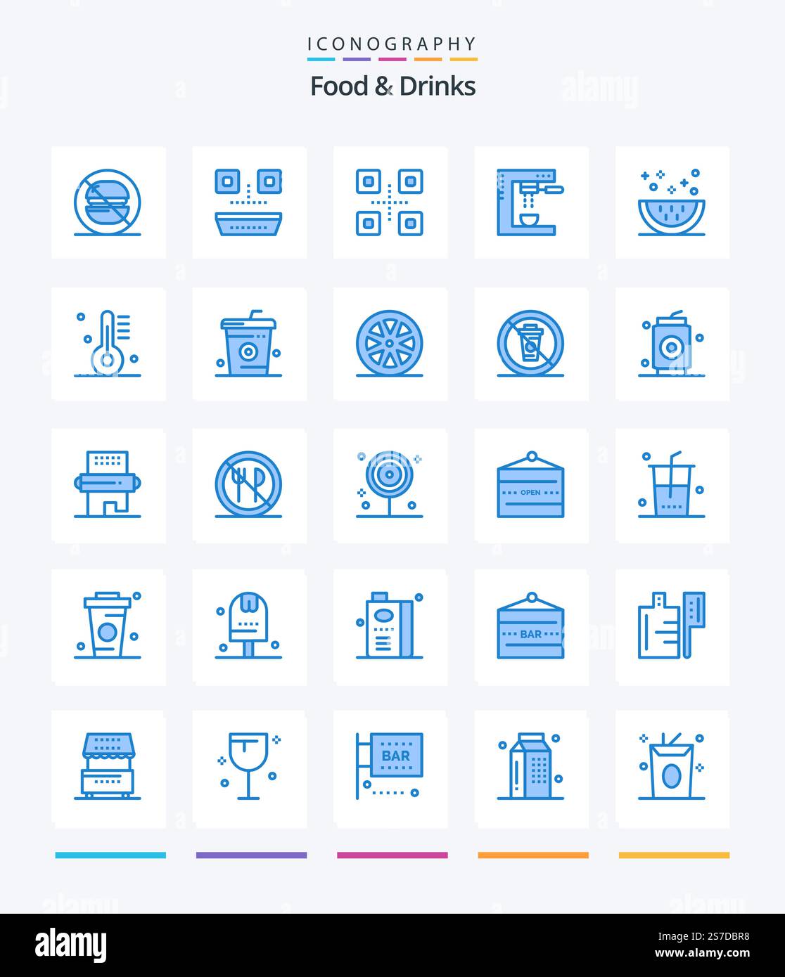 Creative Food And Drinks 25 Blue Icon Pack Such As Slice Food Cooking