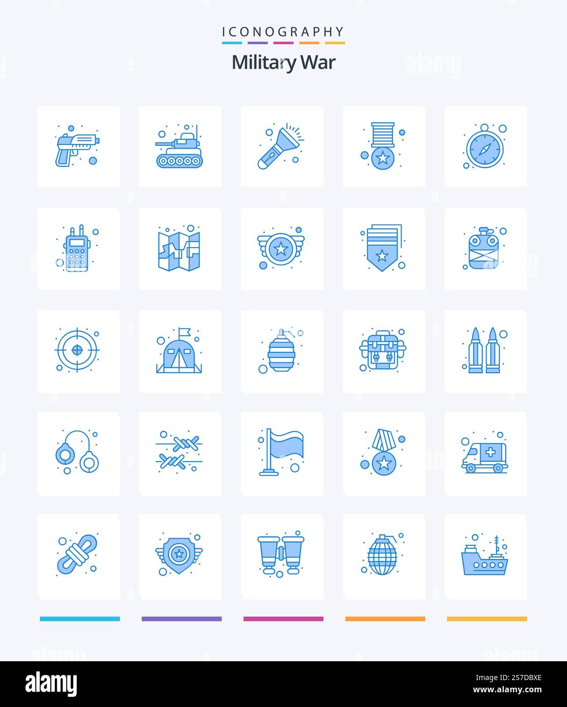 Creative Military War 25 Blue icon pack Such As time. rank. army ...