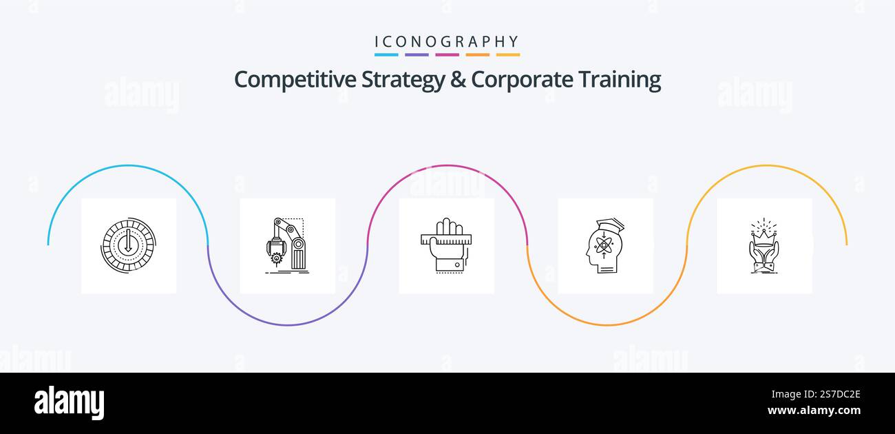Competitive Strategy And Corporate Training Line 5 Icon Pack Including ...