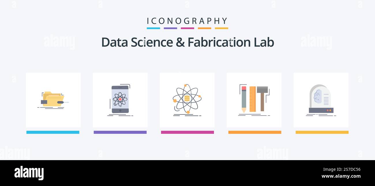 Data Science And Fabrication Lab Flat 5 Icon Pack Including digital ...