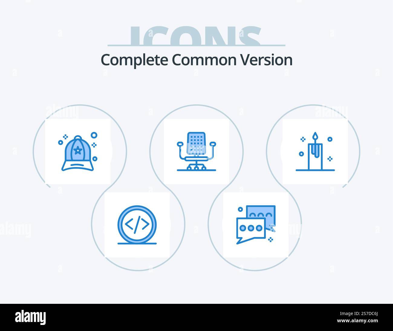 Complete Common Version Blue Icon Pack 5 Icon Design. candle. office ...
