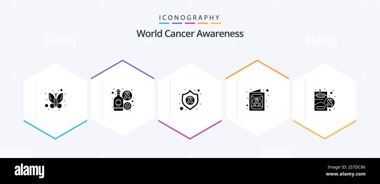 World Cancer Awareness 25 Glyph icon pack including smoking. health ...