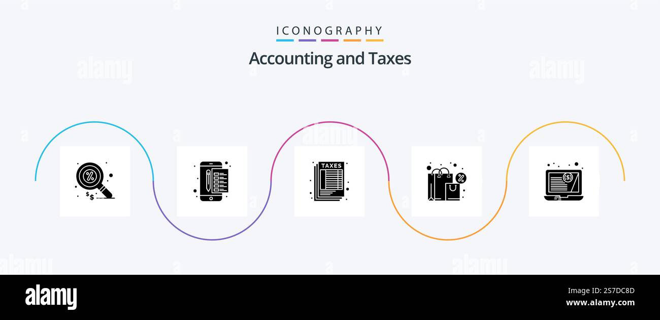 Taxes Glyph 5 Icon Pack Including customer. shopping. tax. exclamation ...