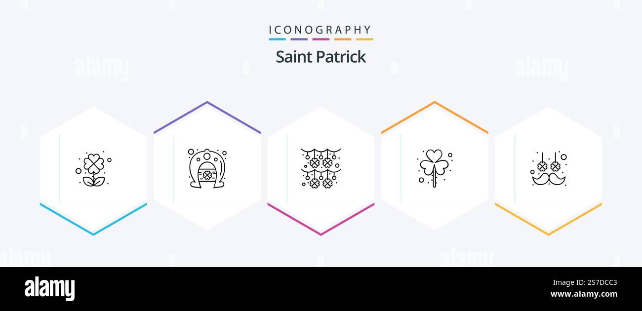 Saint Patrick 25 Line icon pack including hair. shamrock. garland ...