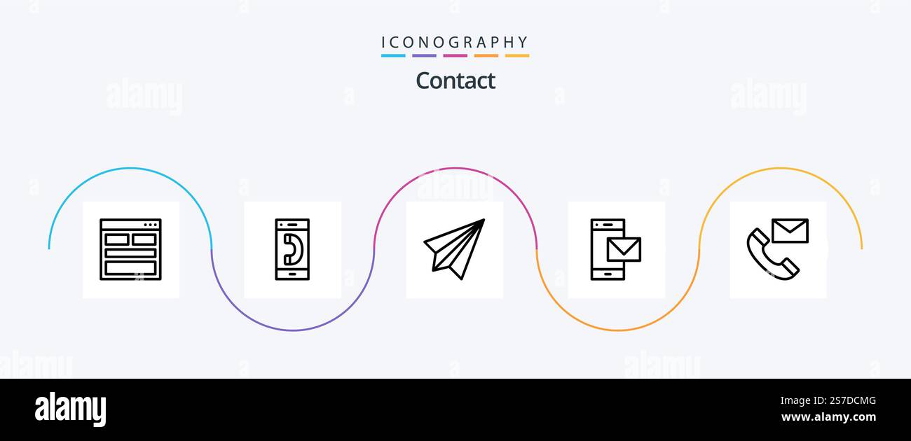 Contact Line 5 Icon Pack Including mobile. contact. conversation. send ...