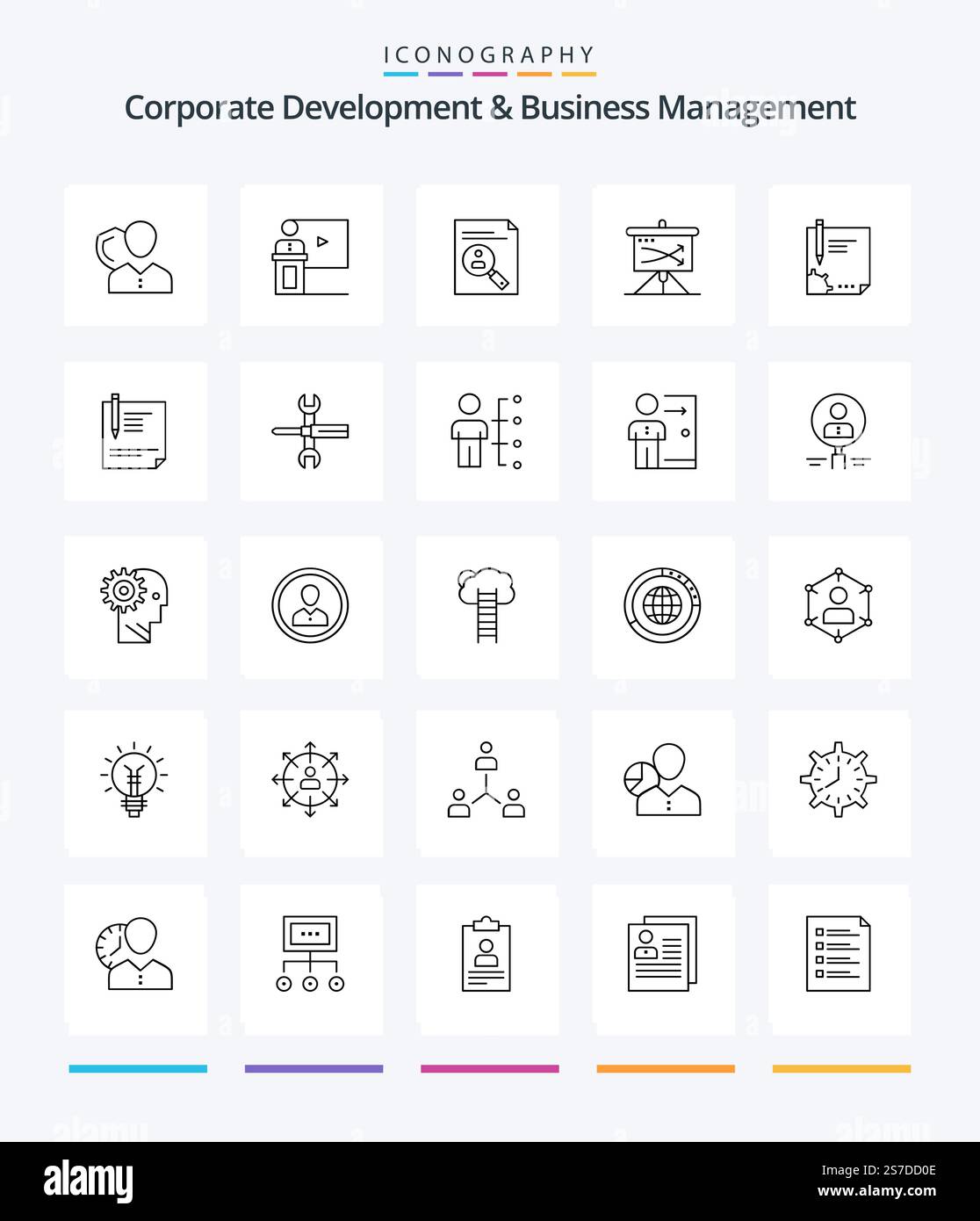 Creative Corporate Development And Business Management 25 OutLine icon pack Such As cv ...