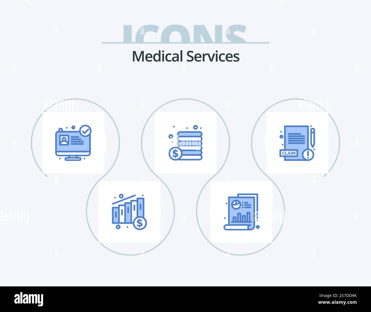 Medical Services Blue Icon Pack 5 Icon Design. . claim. medical app ...
