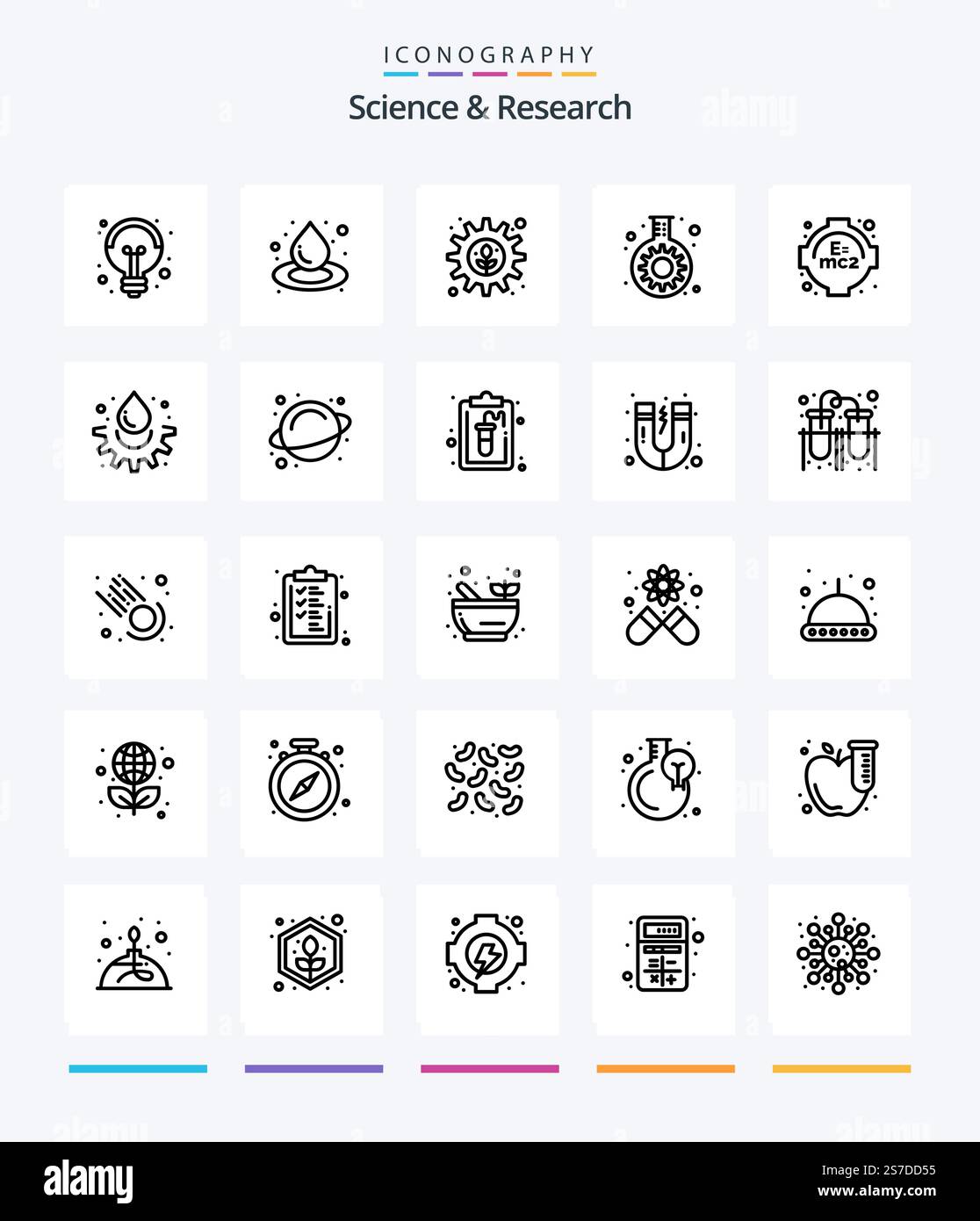 Creative Science 25 OutLine icon pack Such As study. formula. gear ...