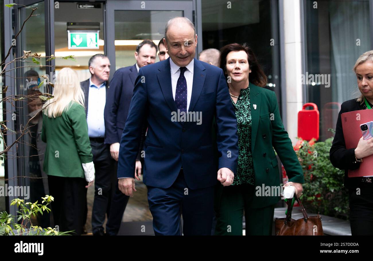 Fianna Fail leader Micheal Martin arrives at Radisson Hotel, Dublin for ...