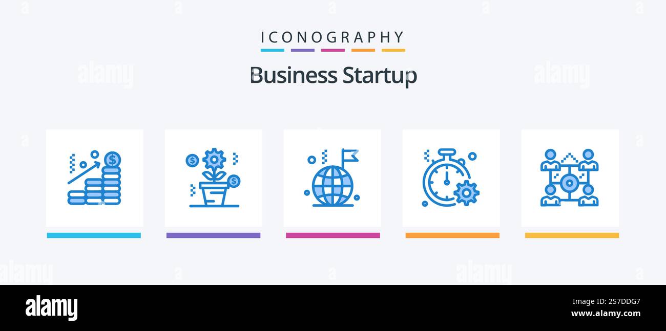 Business Startup Blue 5 Icon Pack Including business. quick. world. fast. business. Creative ...