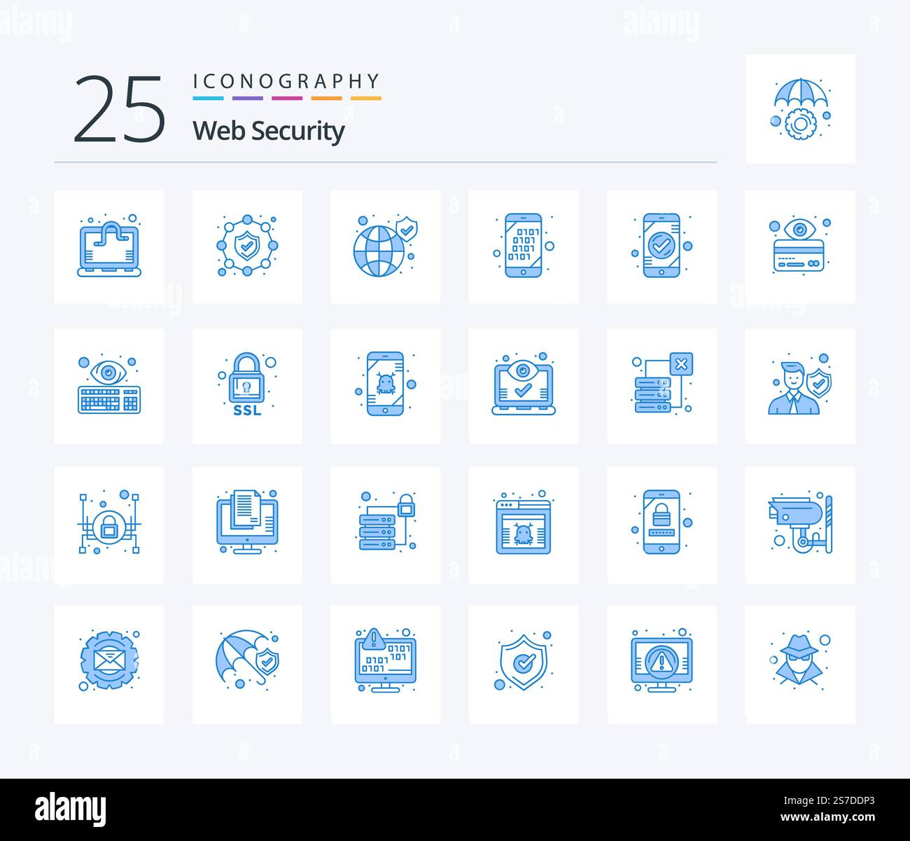 Web Security 25 Blue Color icon pack including authentication. search ...