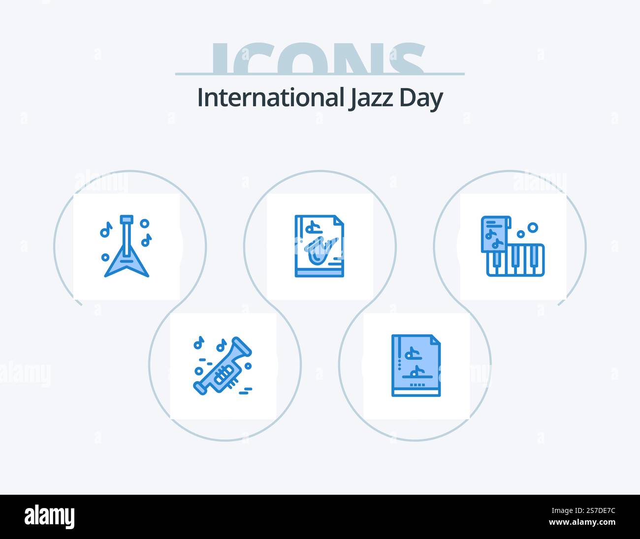International Jazz Day Blue Icon Pack 5 Icon Design. music. accordion ...