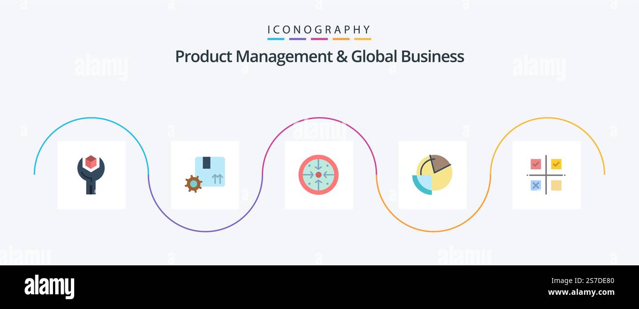 Product Managment And Global Business Flat 5 Icon Pack Including data ...