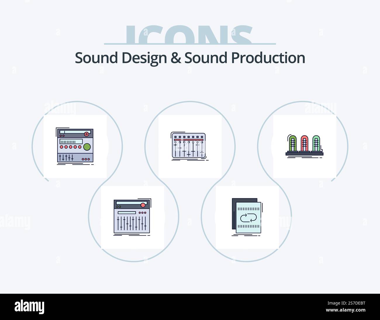 Sound Design And Sound Production Line Filled Icon Pack 5 Icon Design. module. audio. kit. sound ...