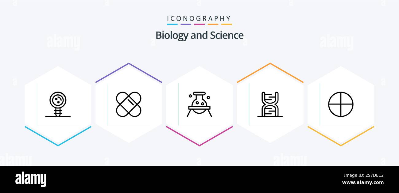 Biology 25 Line icon pack including aspirin. dna. biology. code ...