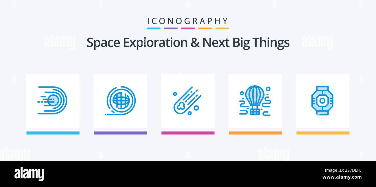 Space Exploration And Next Big Things Blue 5 Icon Pack Including ...
