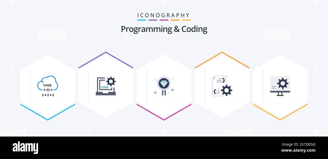 Programming And Coding 25 Flat icon pack including file. develop. development. search ...