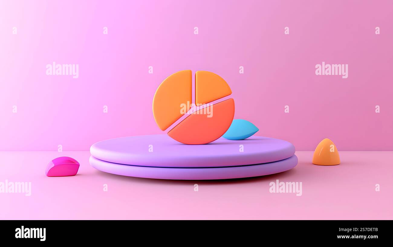 Minimal and simple circular pie chart in pastel colors on a lavender ...