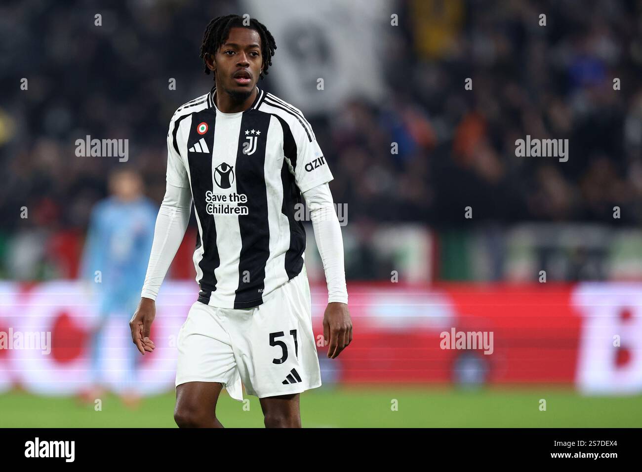 Torino, Italy. 18th Jan, 2025. Samuel Mbangula of Juventus Fc looks on ...